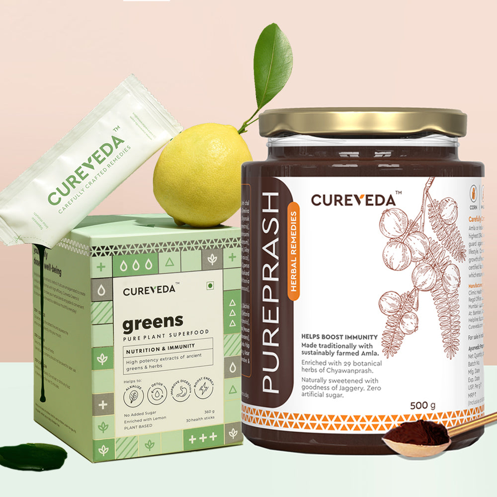 Buy Green Powder Supplement - Cureveda Pureprash Greens Health Pack for Immunity & Wellness