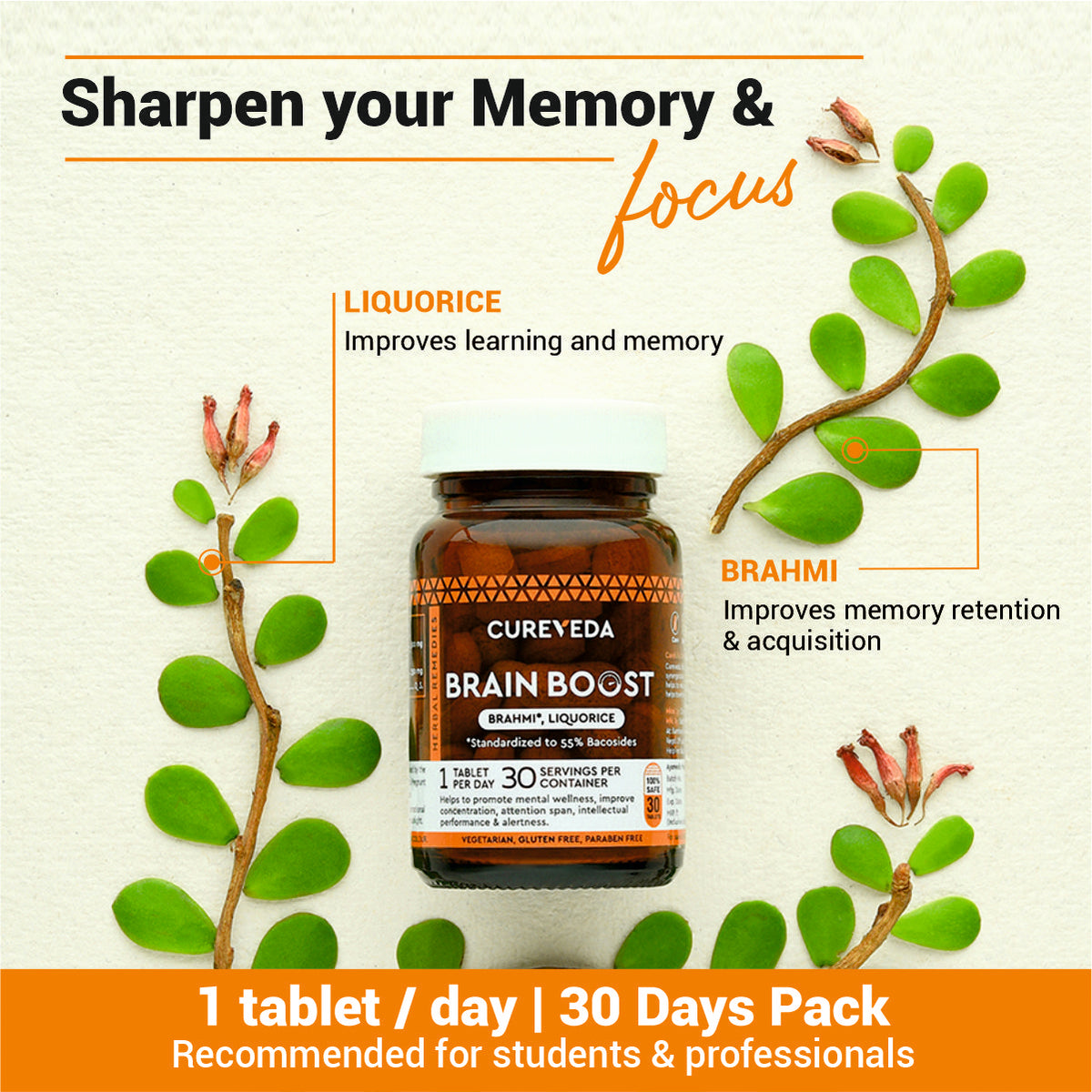Buy Cureveda Brain Boost - Brain Power Capsules for Memory & Wellness