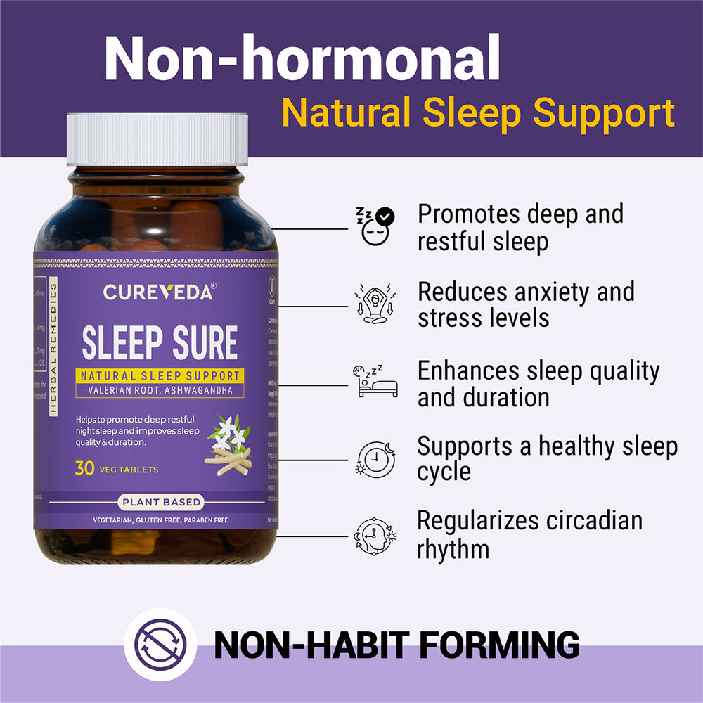 Buy Cureveda Sleep Sure - Natural Sleep Tablets with Valerian Root