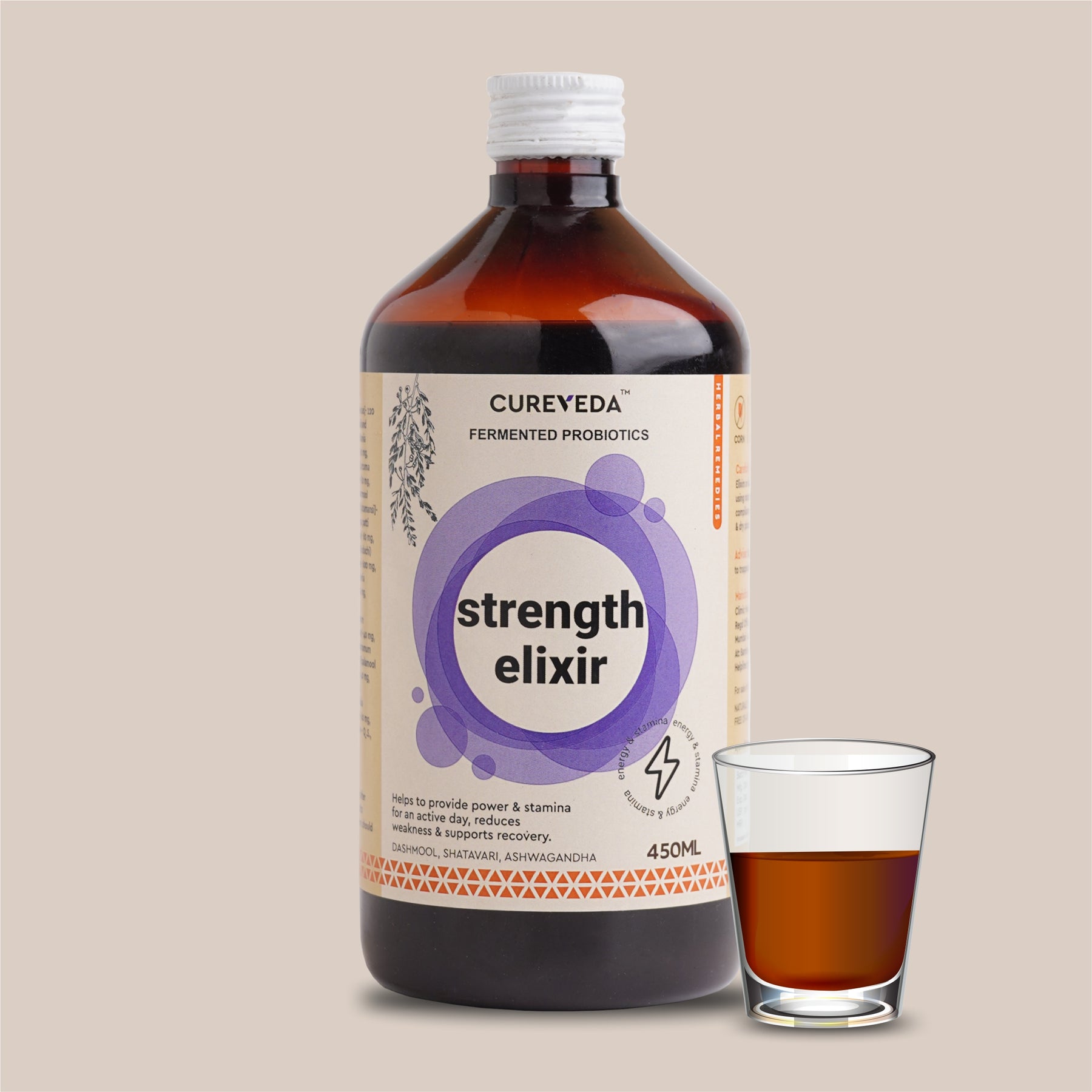 Buy Cureveda Strength Elixir - Herbal Energy & Probiotic Supplement