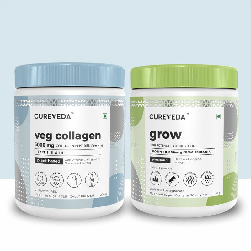 Buy Cureveda Veg Collagen Grow - Collagen Supplement for Skin & Hair Health